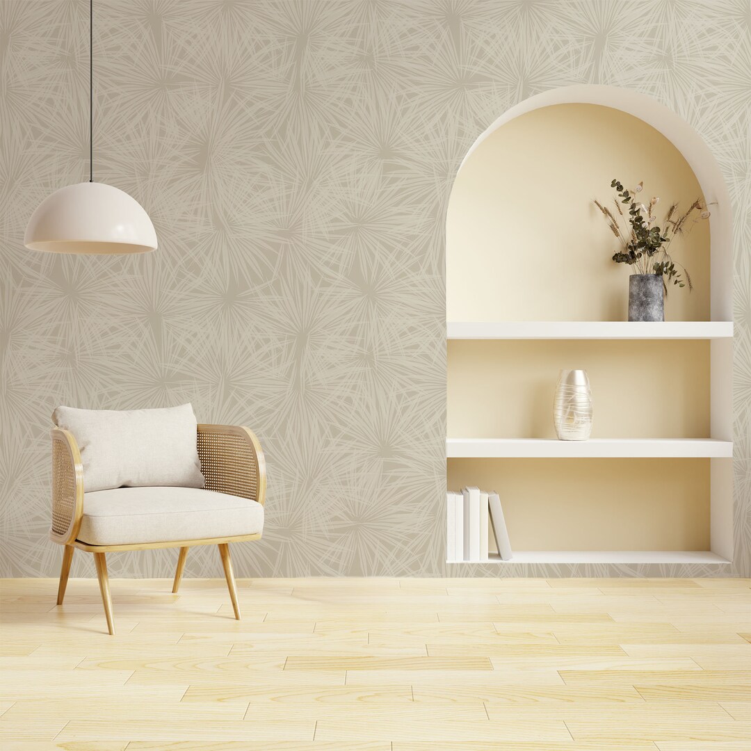 Neutral Palm Print Wallpaper / Peel and Stick / Traditional / Coastal ...