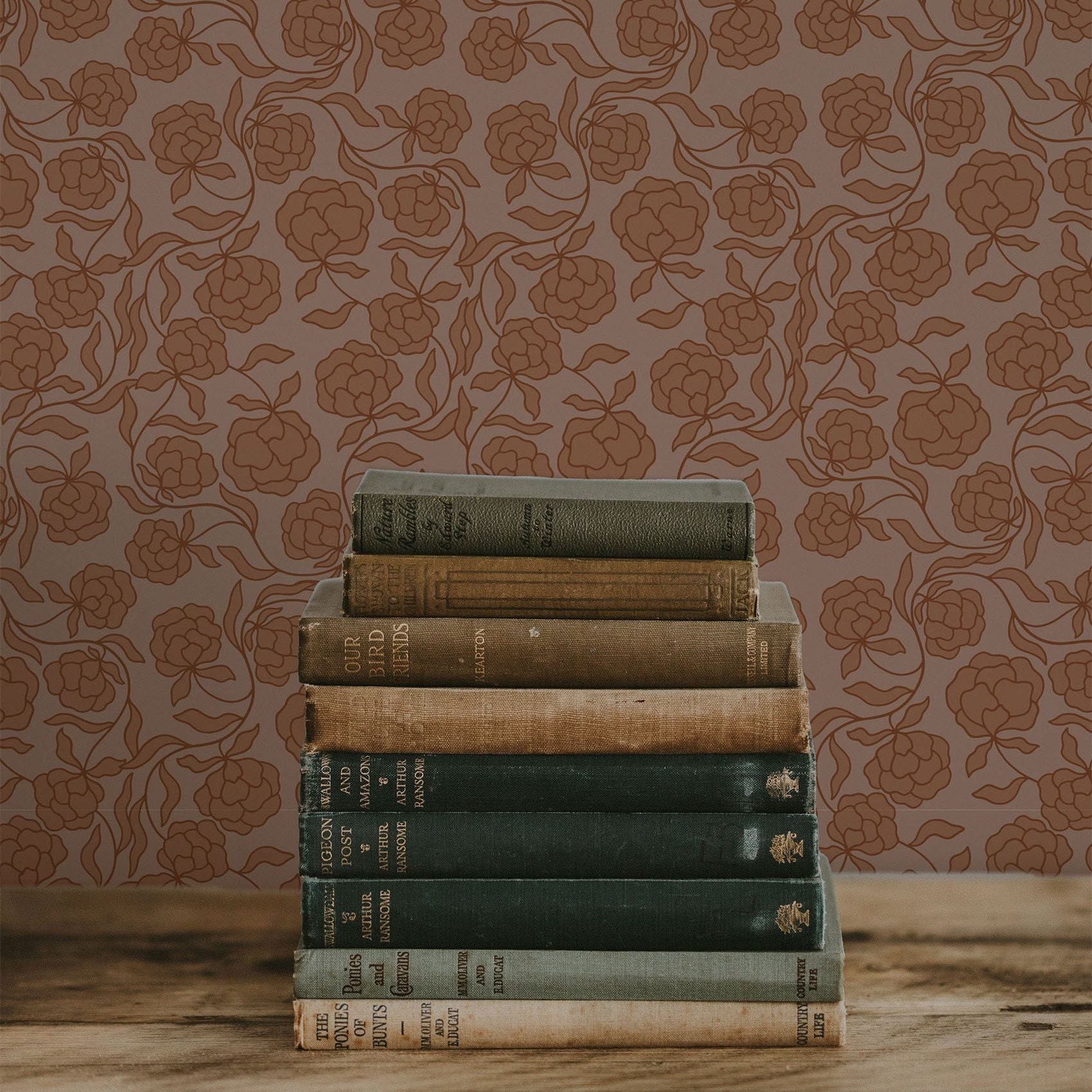 Vintage Victorian Floral Wallpaper in Mauve and Brown / Peel and Stick ...