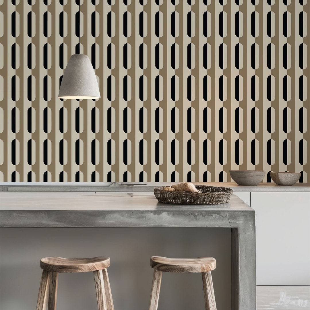 Mid Century Small Geometric Wallpaper / Peel and Stick / Traditional ...