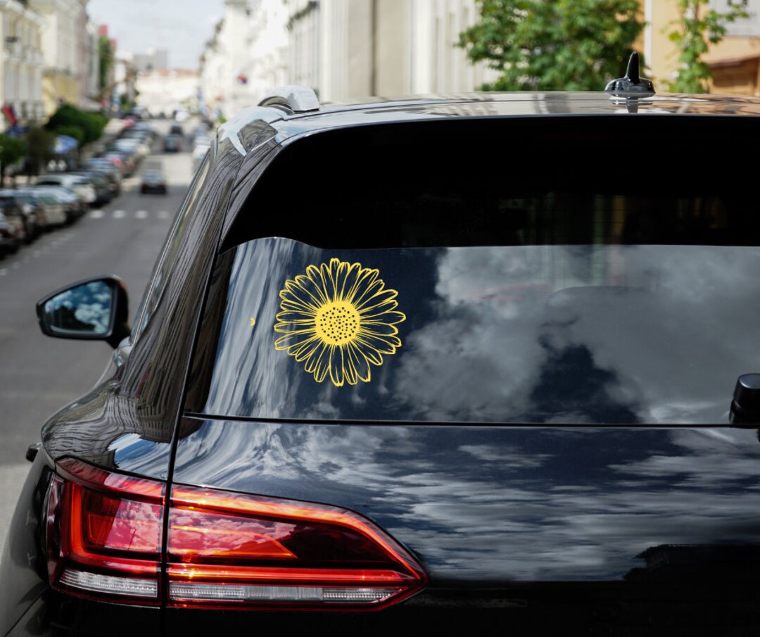 Sunflower Car Decal: Floral Bumper Sticker, Girly Tumbler Decal - Etsy