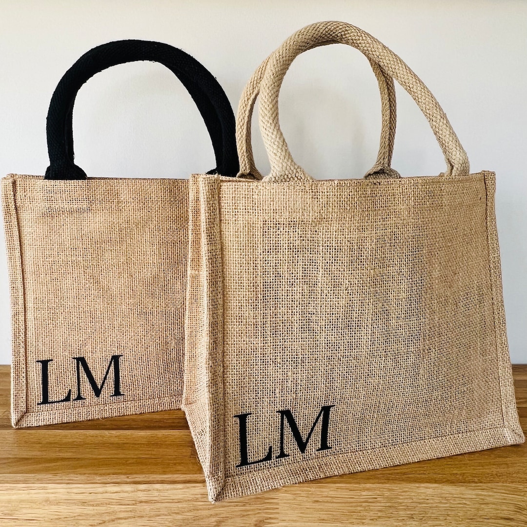 Personalised Initial Jute Bag | Initial Bag | Mini Jute Bag ...