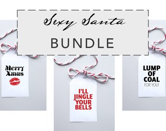 Printable Sexy Santa Christmas Tags, Secret Santa Sexy Instant Download ...