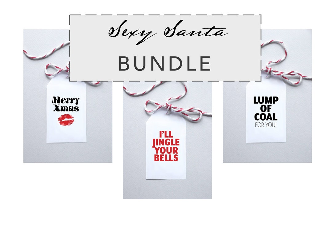 Printable Sexy Santa Christmas Tags, Secret Santa Sexy Instant Download ...