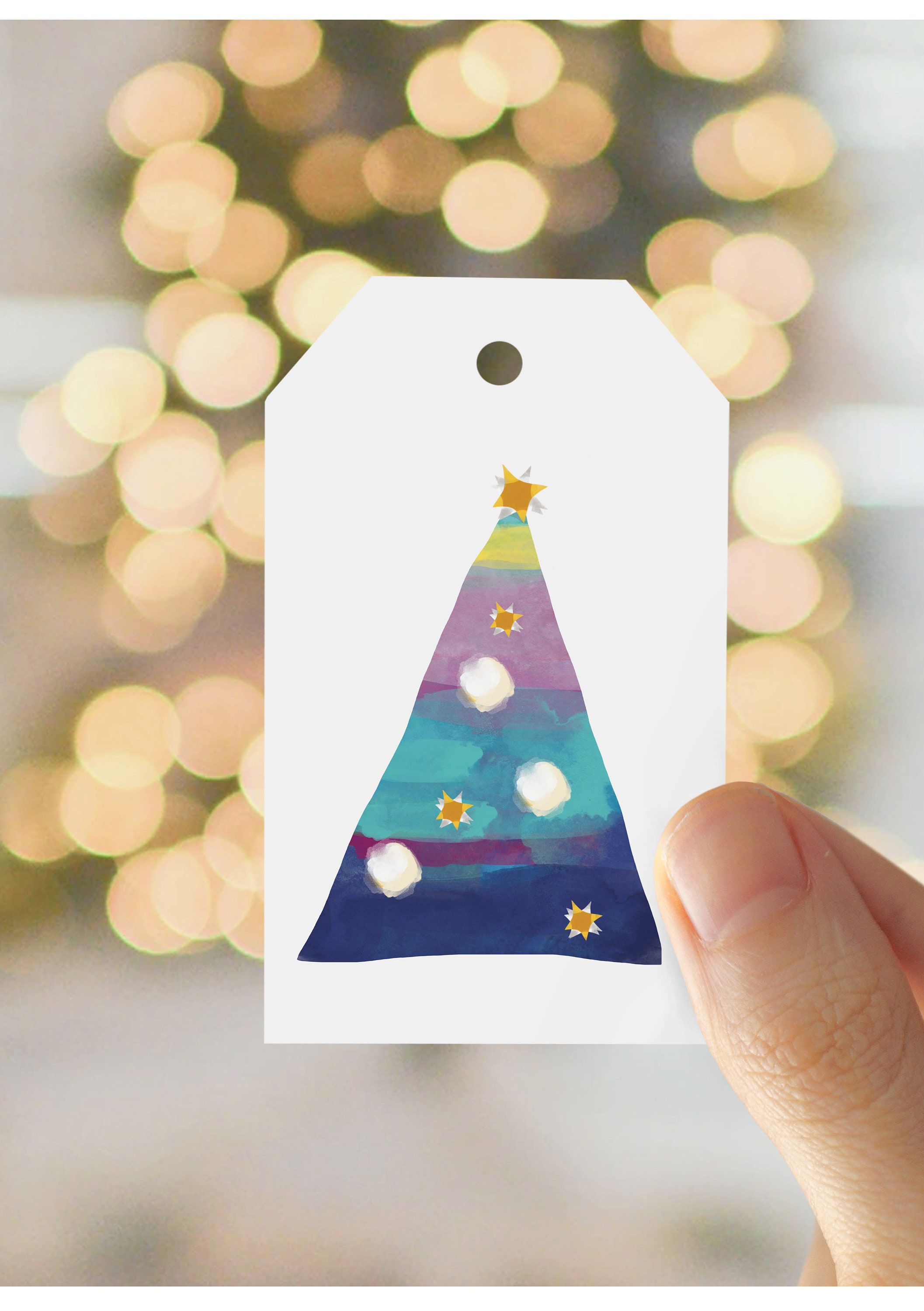 Printable Christmas Tags, Holiday, Abstract Christmas Trees, Festive ...