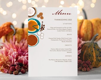 Printable Thanksgiving Menu, Editable Word Document, 5x7 Instant ...