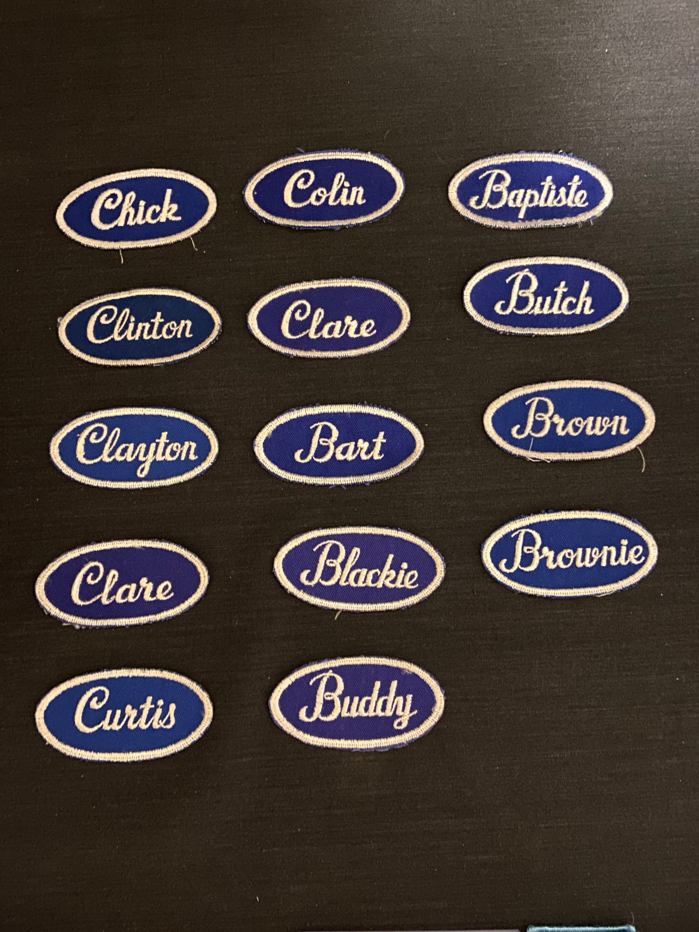 Vintage Blue Oval Uniform Name Patches Names - PICK ONE PATCH ...