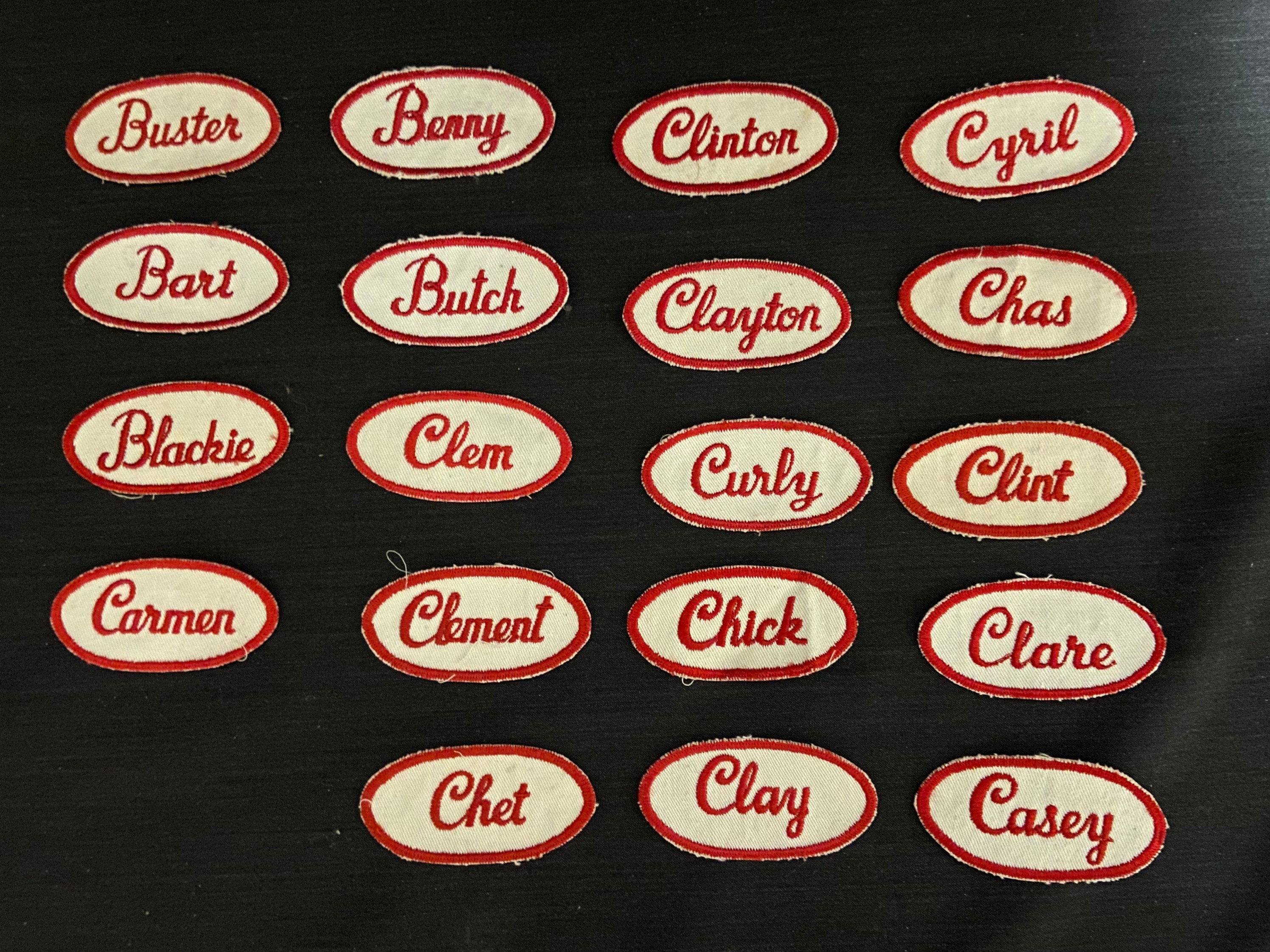 Vintage RED Oval Uniform Name Patches Names - PICK One PATCH ...