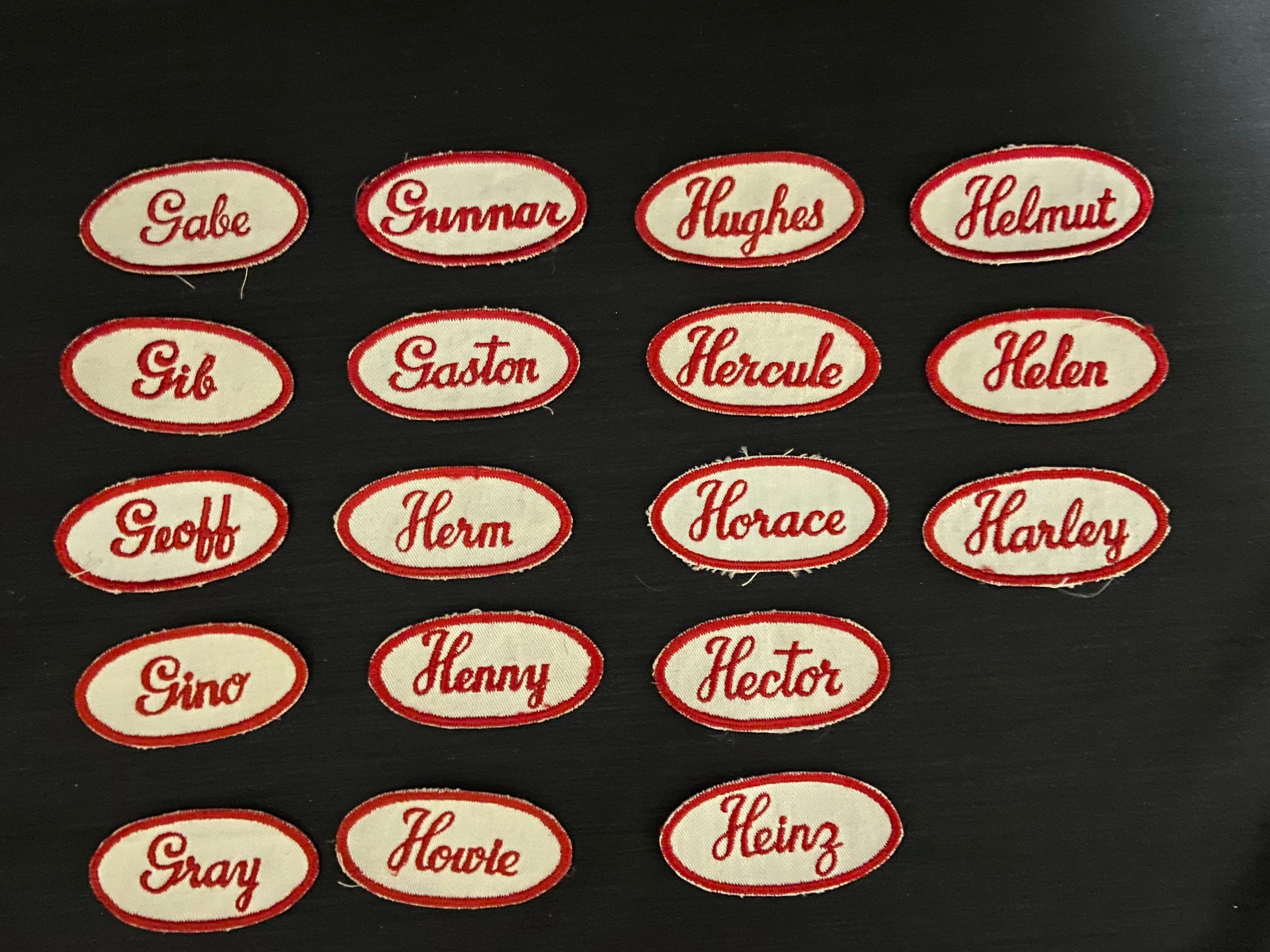 Vintage RED Oval Uniform Name Patches Names - PICK One PATCH ...