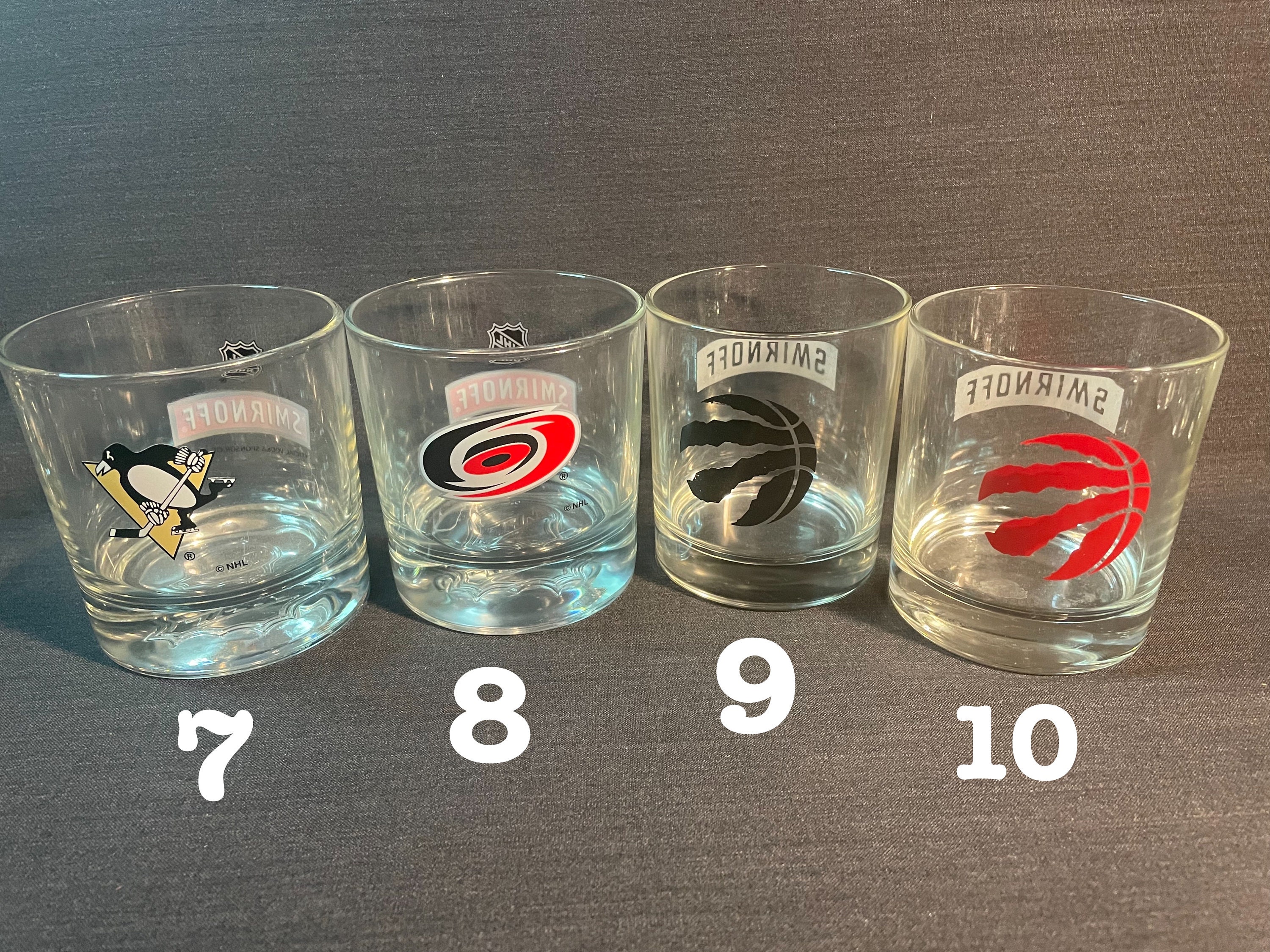Vintage NHL NBA CFL Crown Royal Smirnoff Glasses Tumbler Cocktail ...