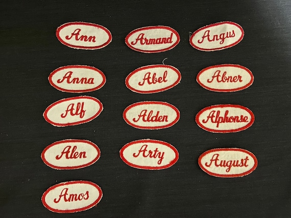 Vintage RED Oval Uniform Name Patches Names PICK One PATCH - Etsy