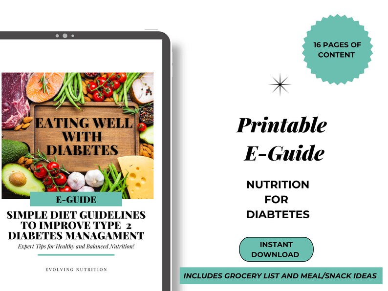 Diabetic Meal Plan Printable Handout With Healthy Diabetic Meals ...