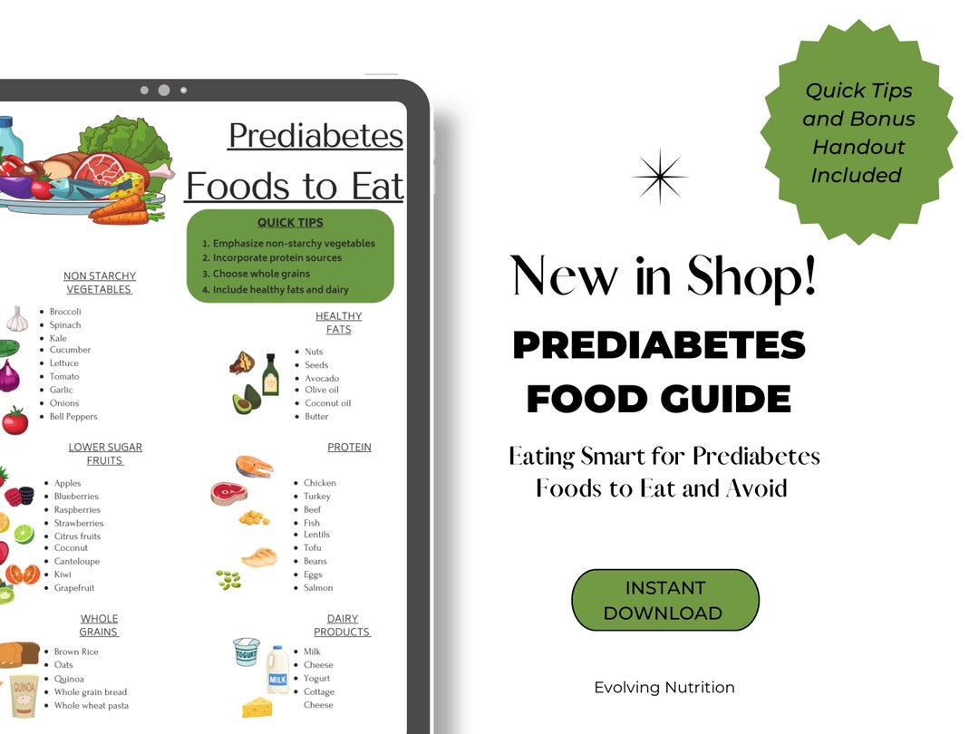 Prediabetes Food List Printable Handout for Diabetes Awareness-instant ...