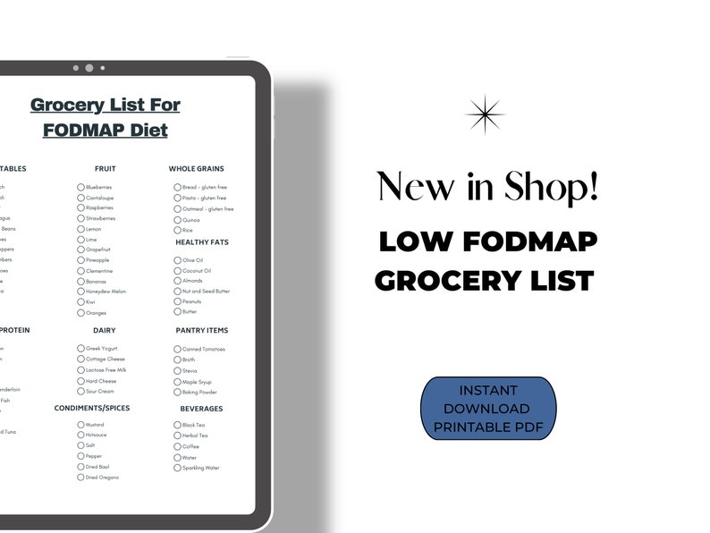 FODMAP Grocery List Printable for FODMAP Meal Planning With Instant ...