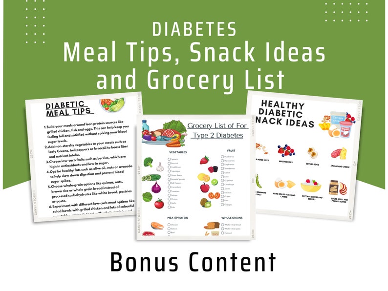 Diabetic Meal Plan Printable Handout For Healthy Diabetic Meals Instant Download For Basic