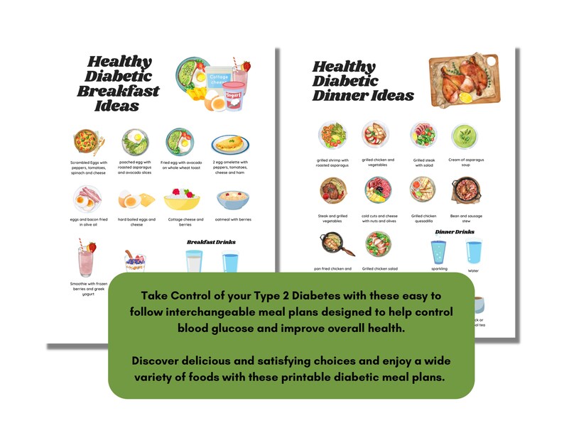 Diabetic Meal Plan Printable Handout for Healthy Diabetic Meals Instant ...