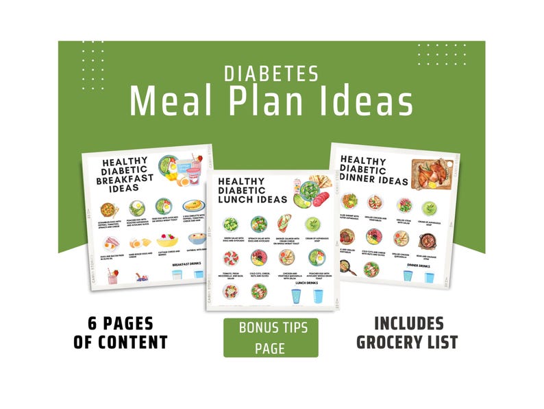 Diabetic Meal Plan Printable Handout for Healthy Diabetic Meals Instant ...