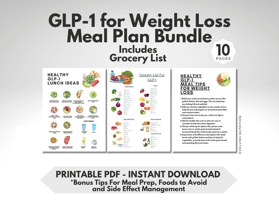 GLP-1 Meal Plan Bundle Printable for Weight Loss Meal Planning With ...