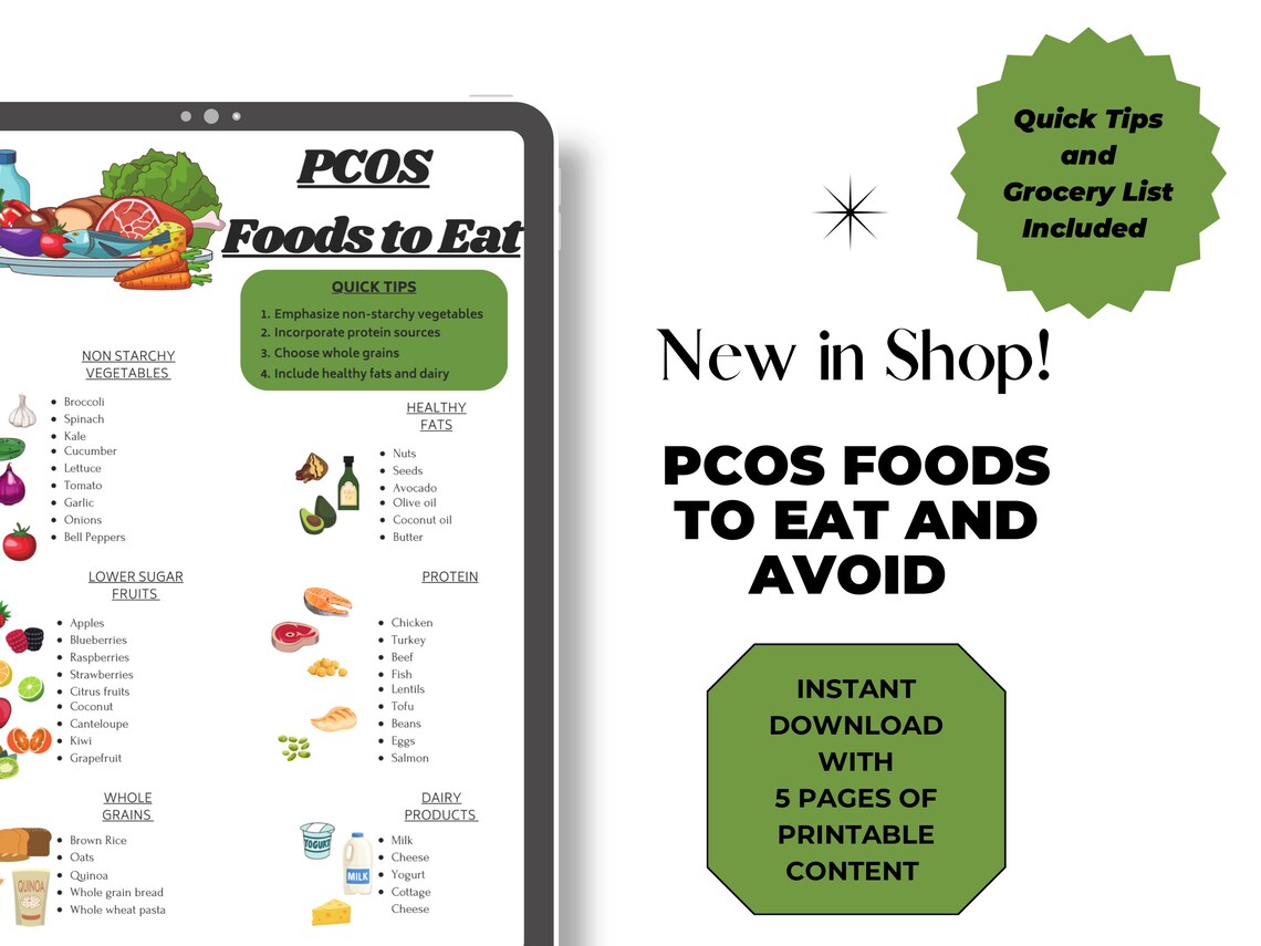 Printable Handout for PCOS Diet PCOS Food List and Food Choices With ...