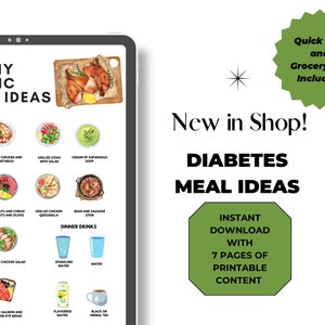 Type 2 Diabetes Meal Plan Printable Handout for Healthy Diabetic Meals ...
