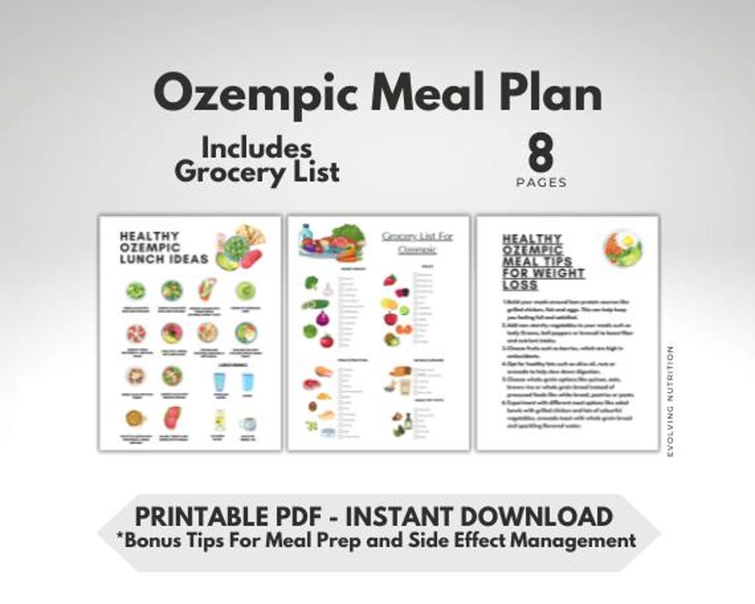 Ozempic Meal Plan Printable for Diabetes/weight Loss Meal Planning With ...