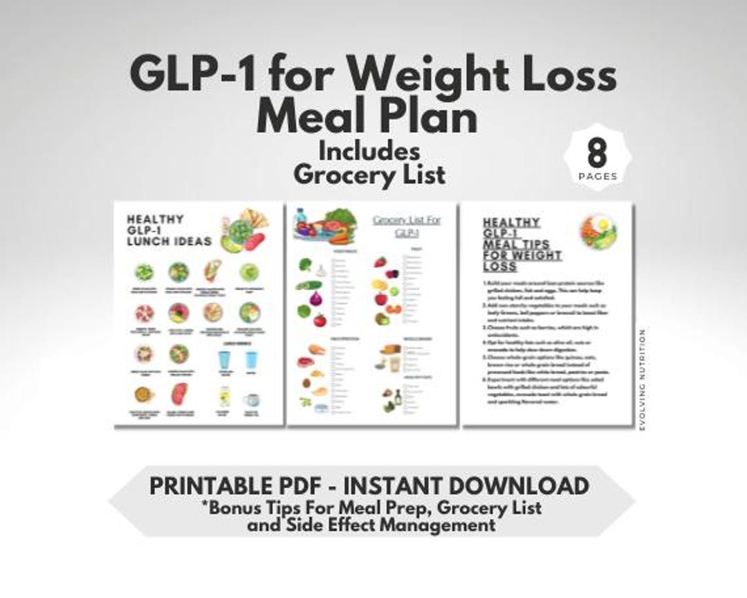 GLP-1 Meal Plan Printable for Diabetes/weight Loss Meal Planning With ...