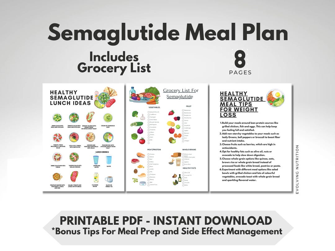Semaglutide Meal Plan Printable for Diabetes/weight Loss Meal Planning ...