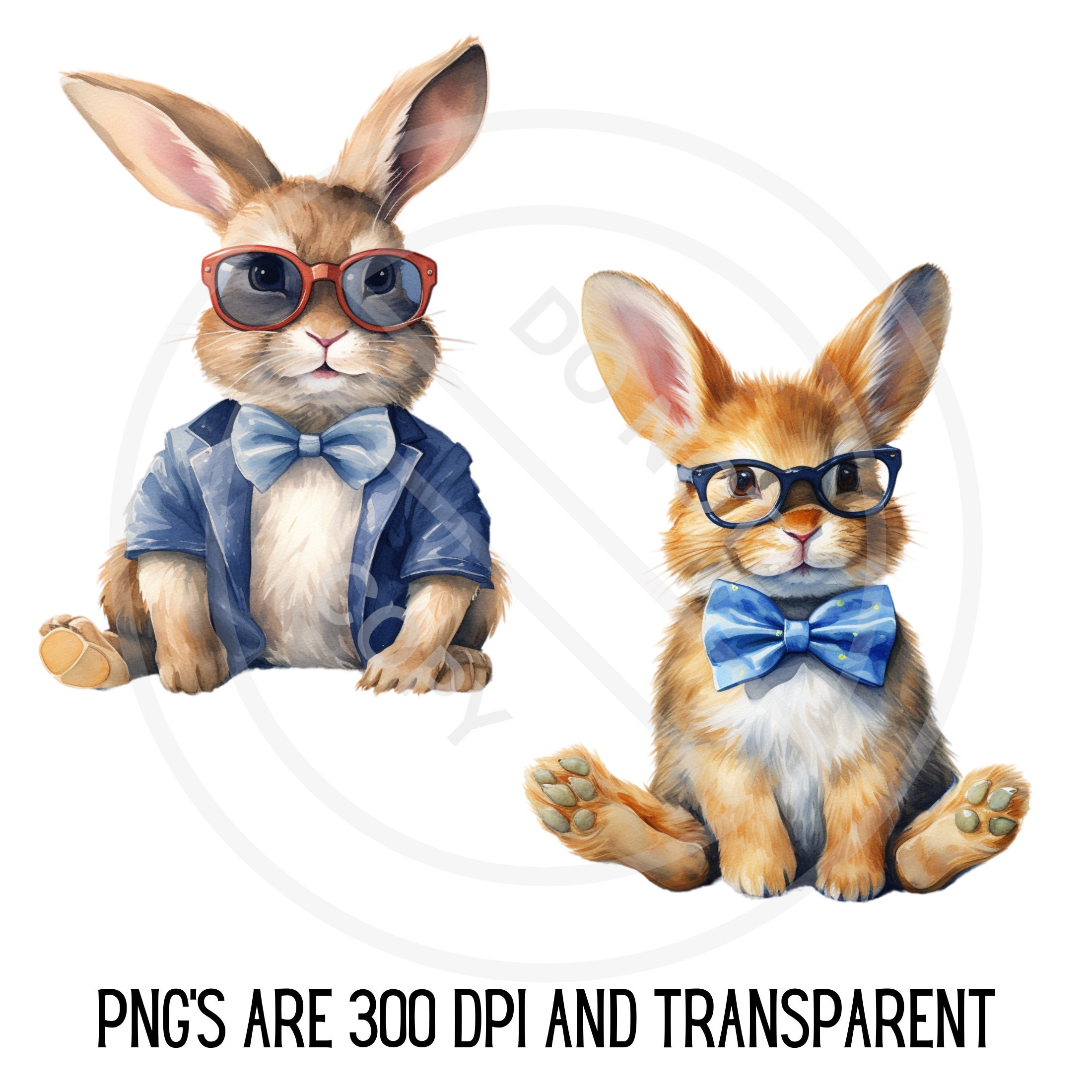 Bunnies With Glasses Clipart Bundle/14 Rabbits With Sunglasses Png's ...