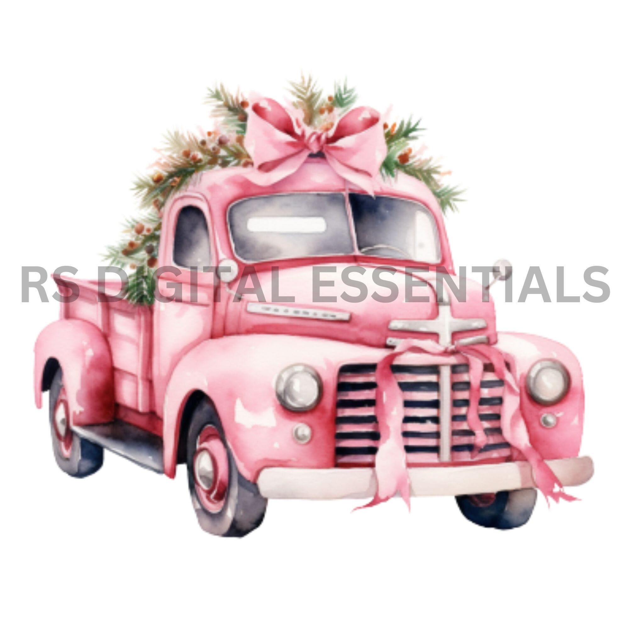 Pink Christmas Truck Clipart Bundle/instant Download 4 PNG Files/pink ...