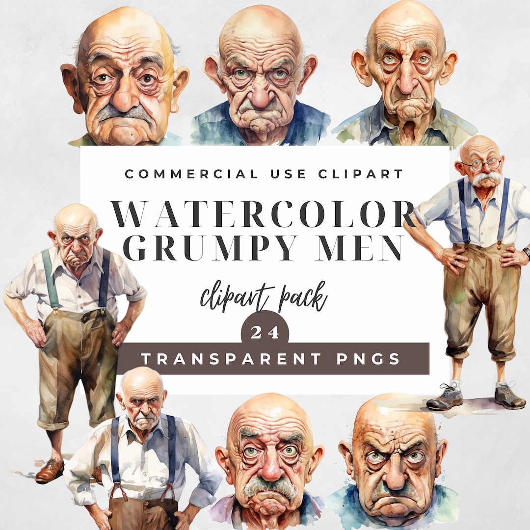 Grumpy Old Men Clipart Pack/old Men Graphics/old People Sublimation ...