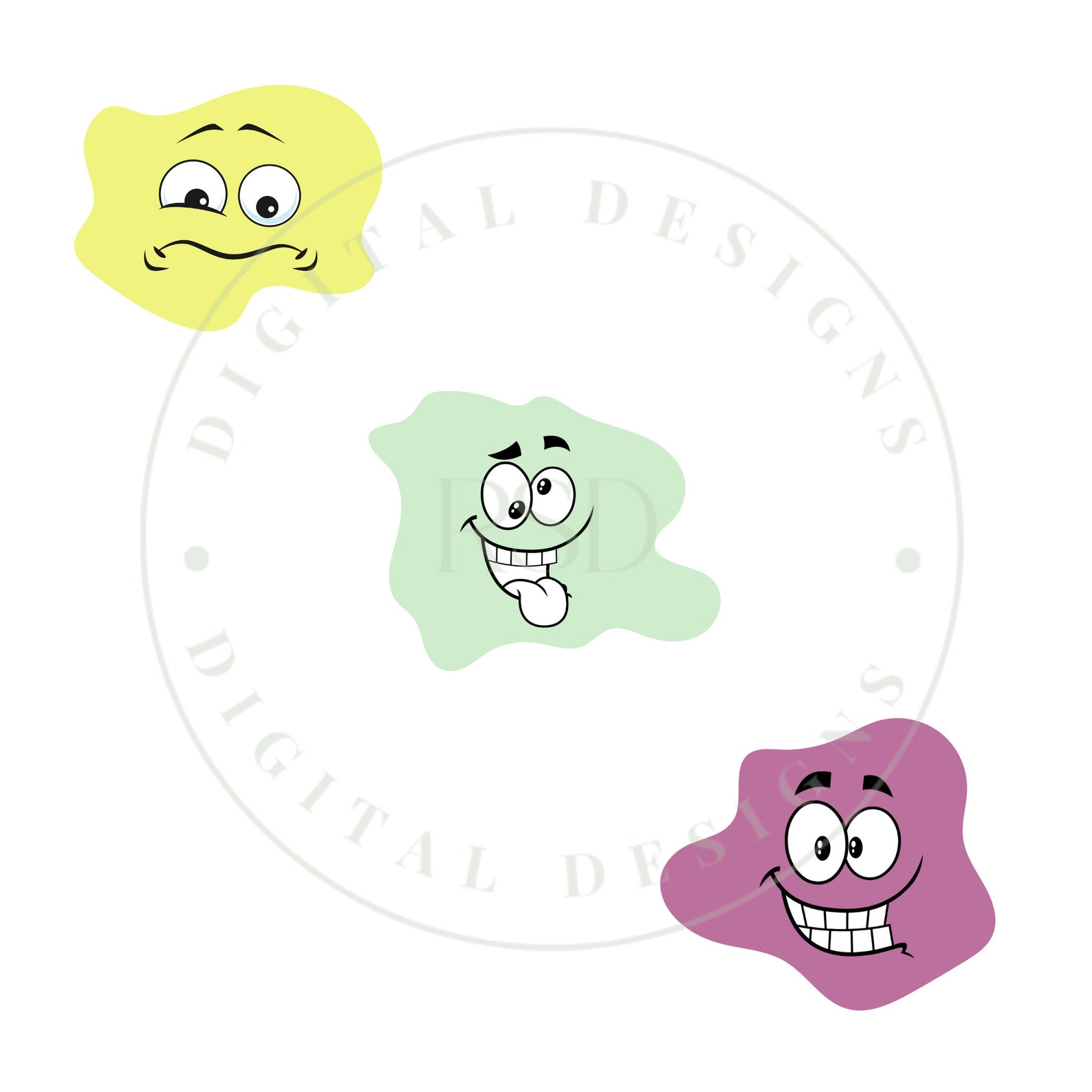 Cartoon Funny Face Clipart/paint Splat Face Graphics/blob Funny Face ...