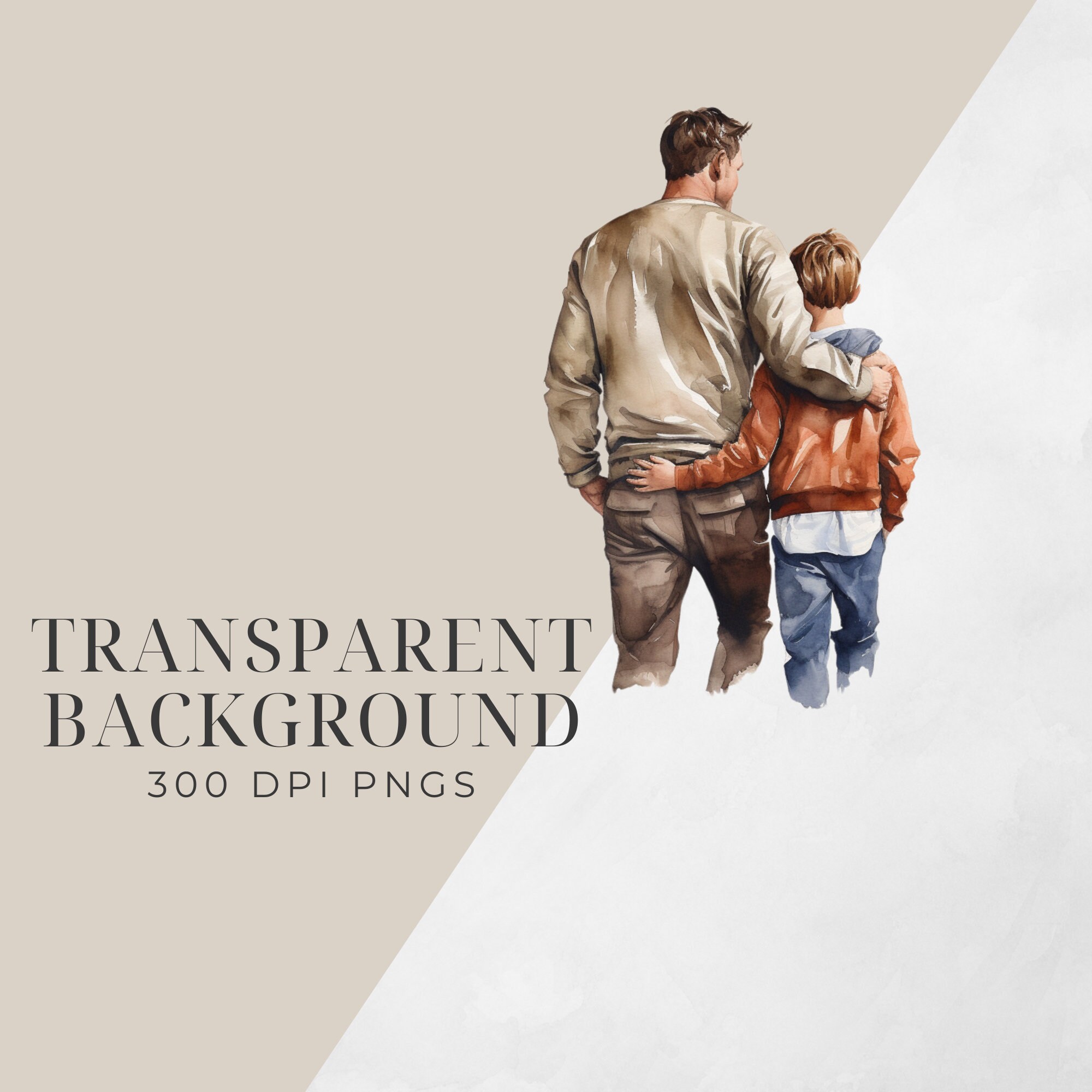 Watercolor Father and Son Clipart Pack 1/24 Father and Son Graphics/dad ...