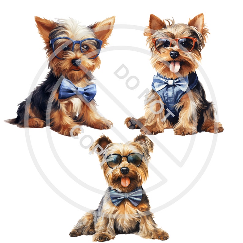 Yorkshire Terrier Clipart Bundle/20 Yorkie's With Sunglasses Png's/yorkie Lover Graphics/yorkie ...
