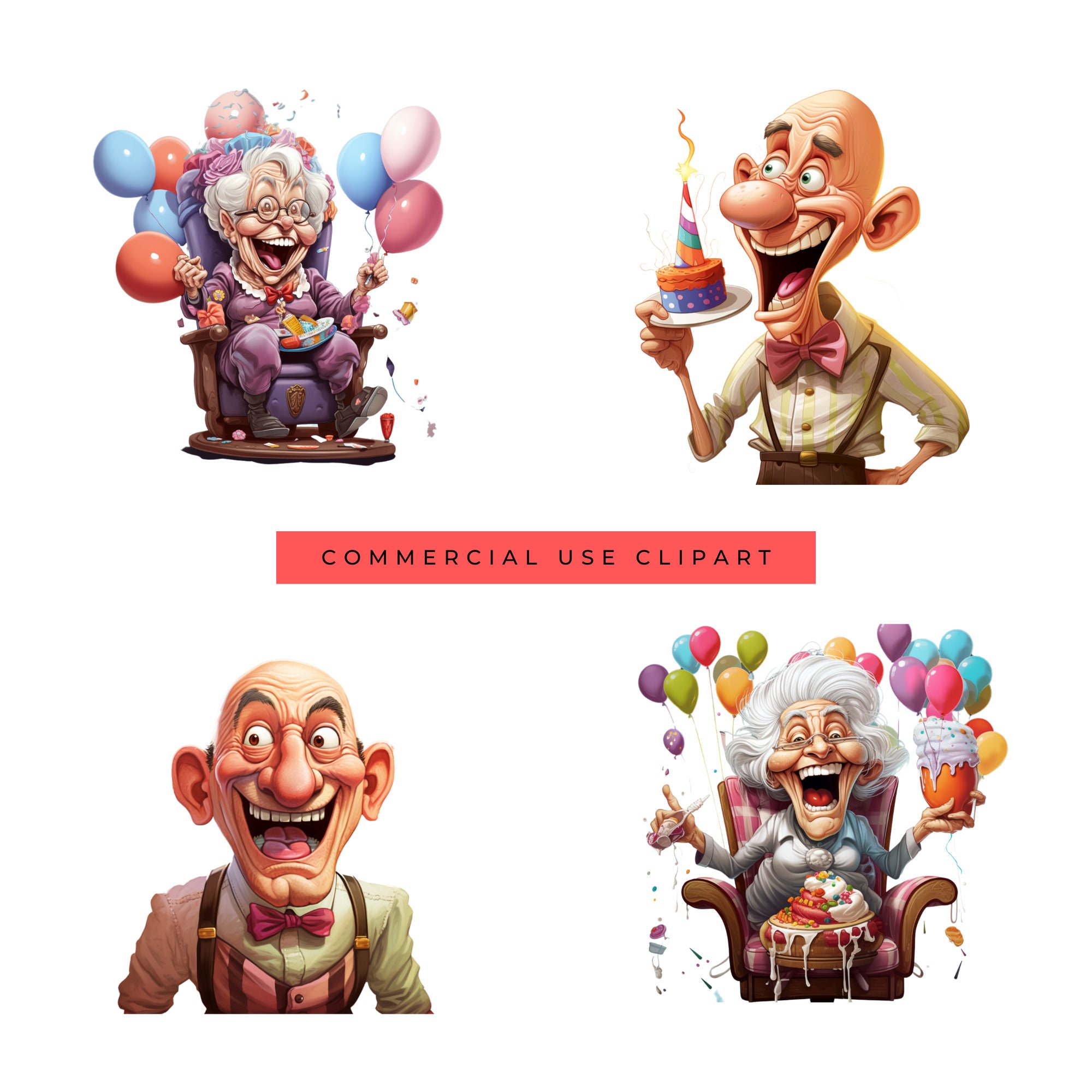 Cartoon Old Men Women Clipart Cartoon Graphics Old People Sublimation