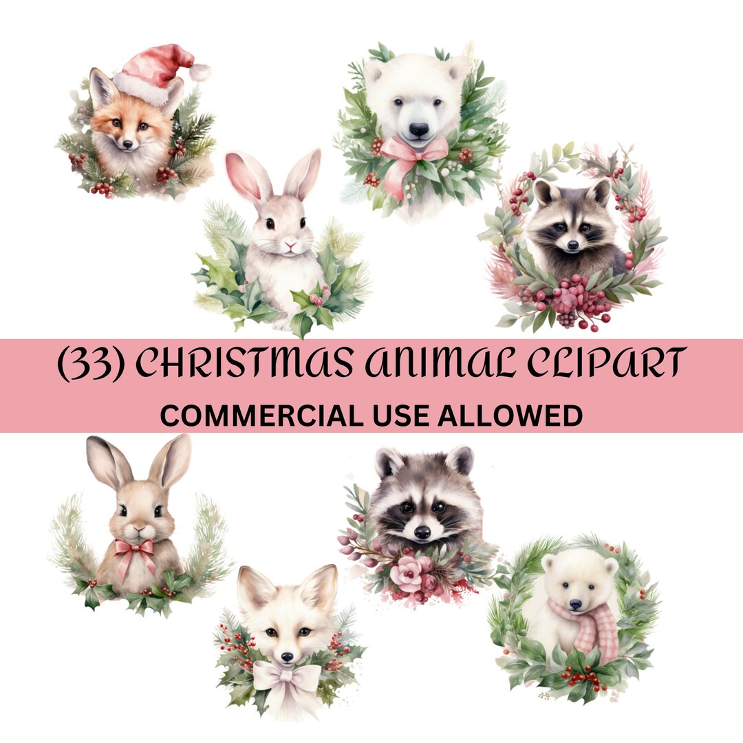 Christmas Animal Clipart Bundle/instant Download 33 PNG Files/winter ...