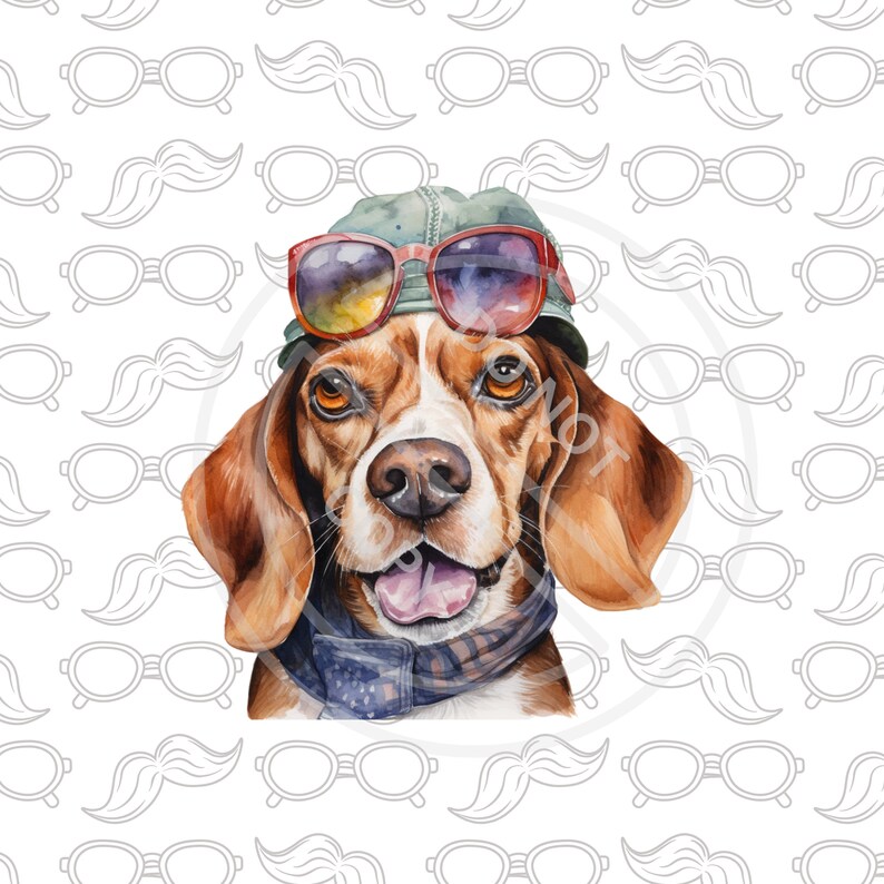 Beagles Clipart/9 Cute Beagles in Glasses Png's/beagle Lover Graphics ...
