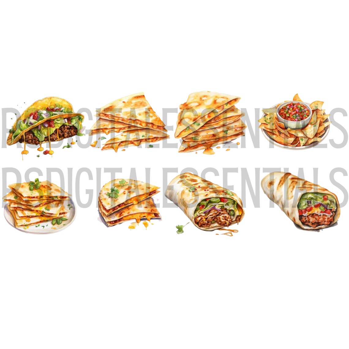 Mexican Food PNG Clipart/jpg Printable/mexican Food Sublimation/taco ...