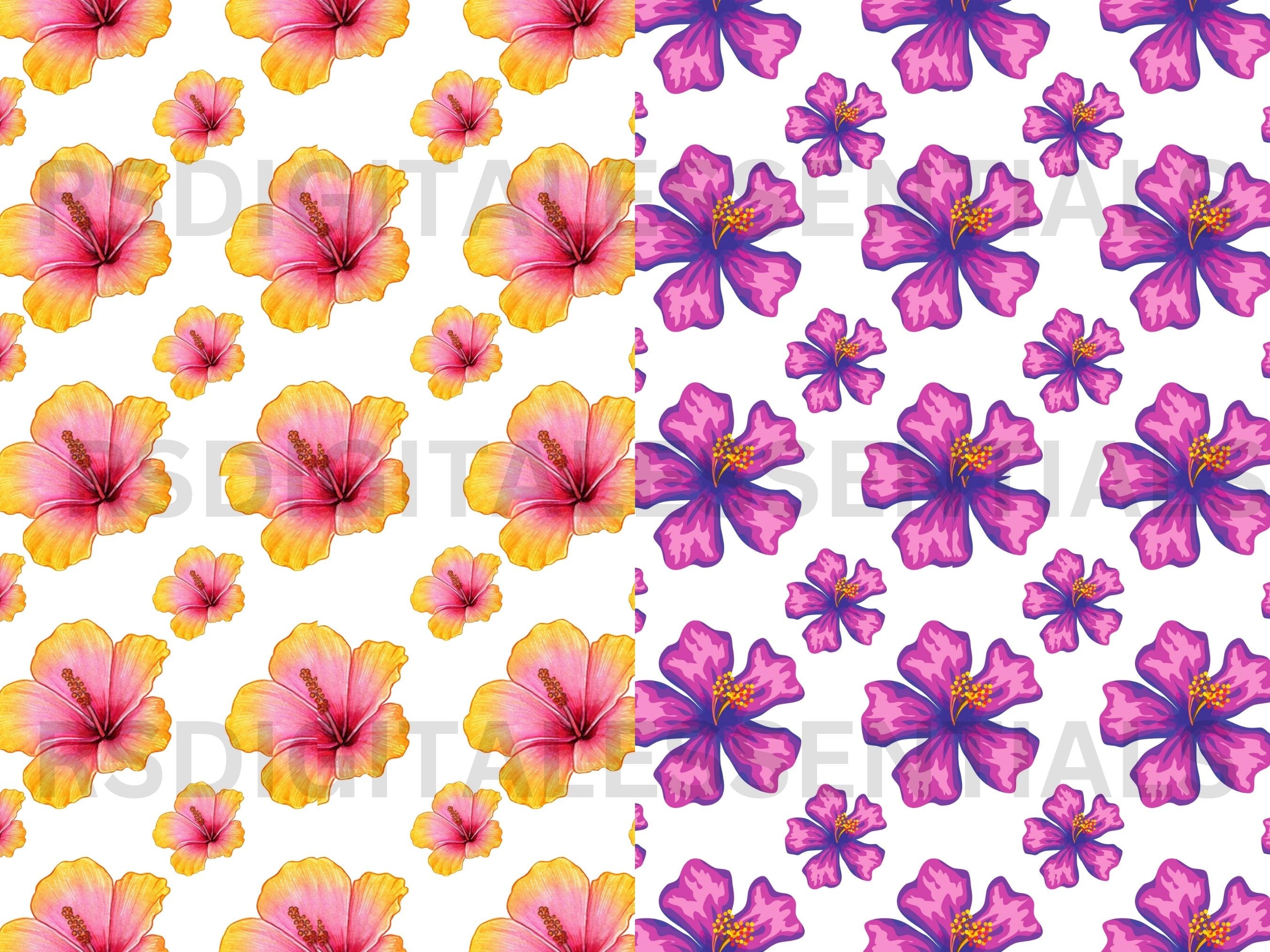 Tropical Hibiscus Seamless Patterns/commercial Use Digital Paper ...