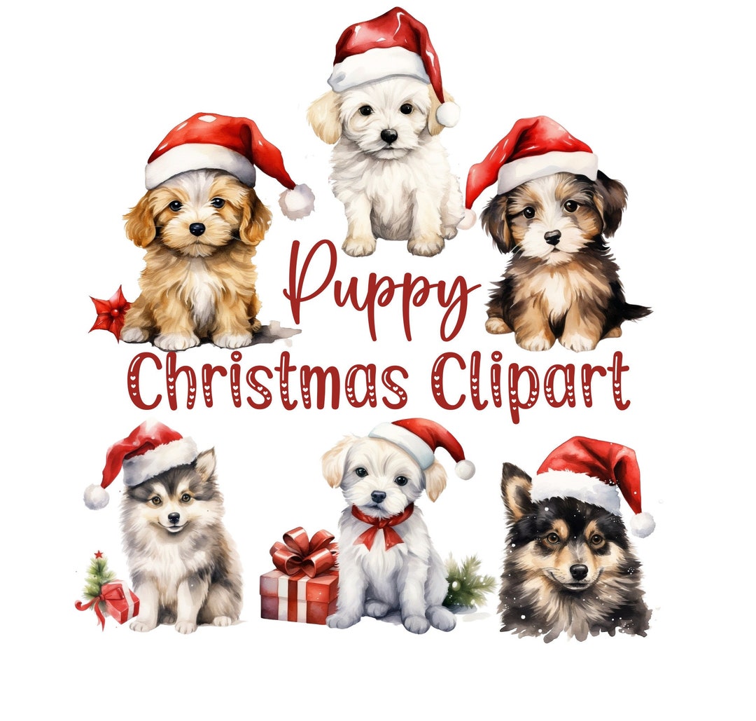 Christmas Puppy Clipart/puppy Graphics/dog Clipart/dog Lover Clipart ...