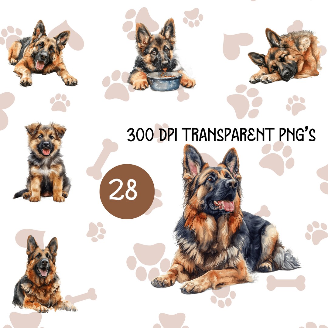 German Shepherd Clipart Bundle/instant Download 28 Png's/german ...