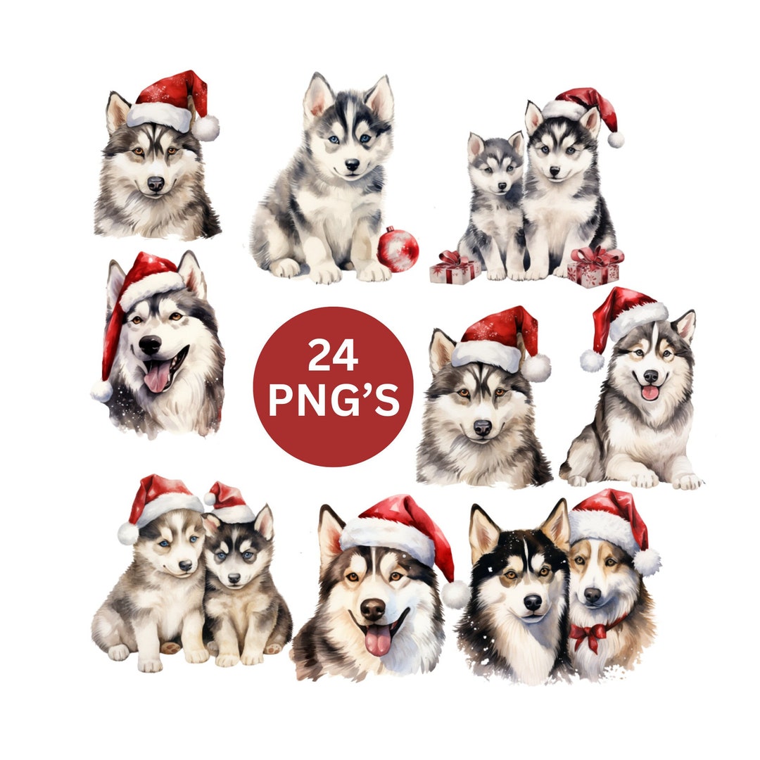 Christmas Husky Clipart/husky Puppy Graphics/dog Clipart/husky Lover ...
