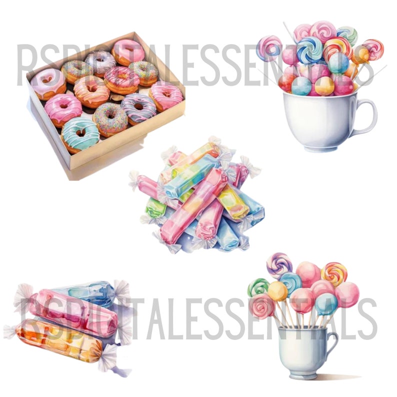 Pastel Sweet Treats Clipart Bundle/cotton Candy-ice - Etsy