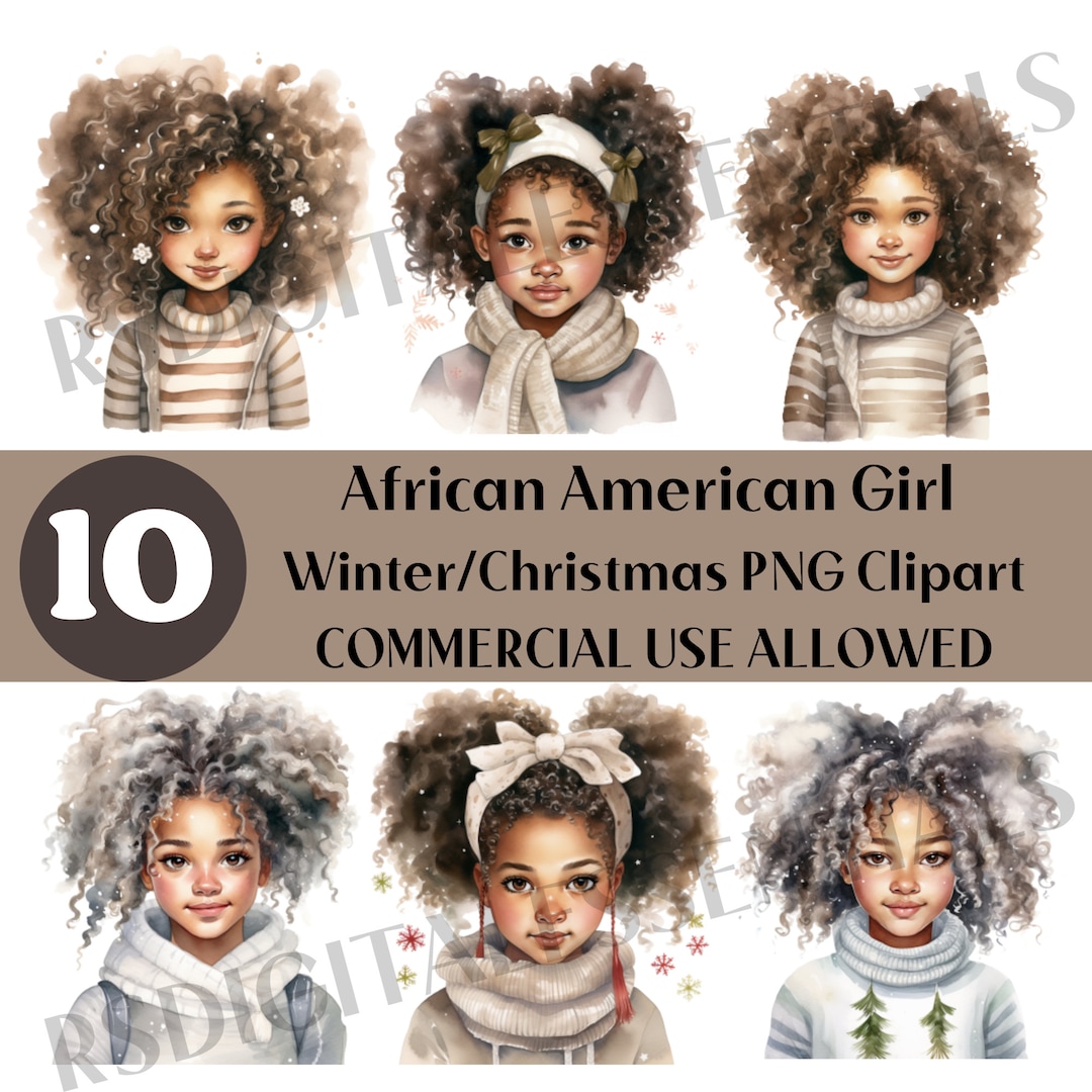 African American Girl Clipart/winter Black Girl PNG Clipart/little Girl ...