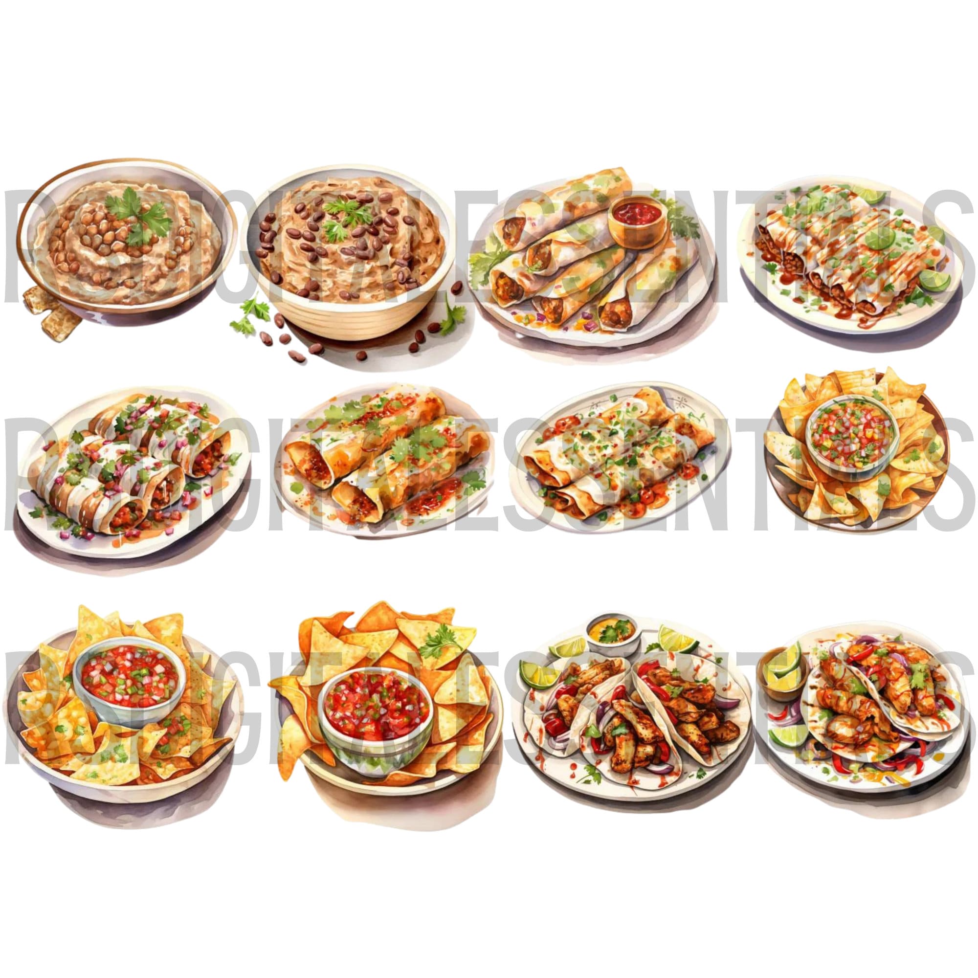 Mexican Food PNG Clipart/jpg Printable/mexican Food Sublimation/taco ...
