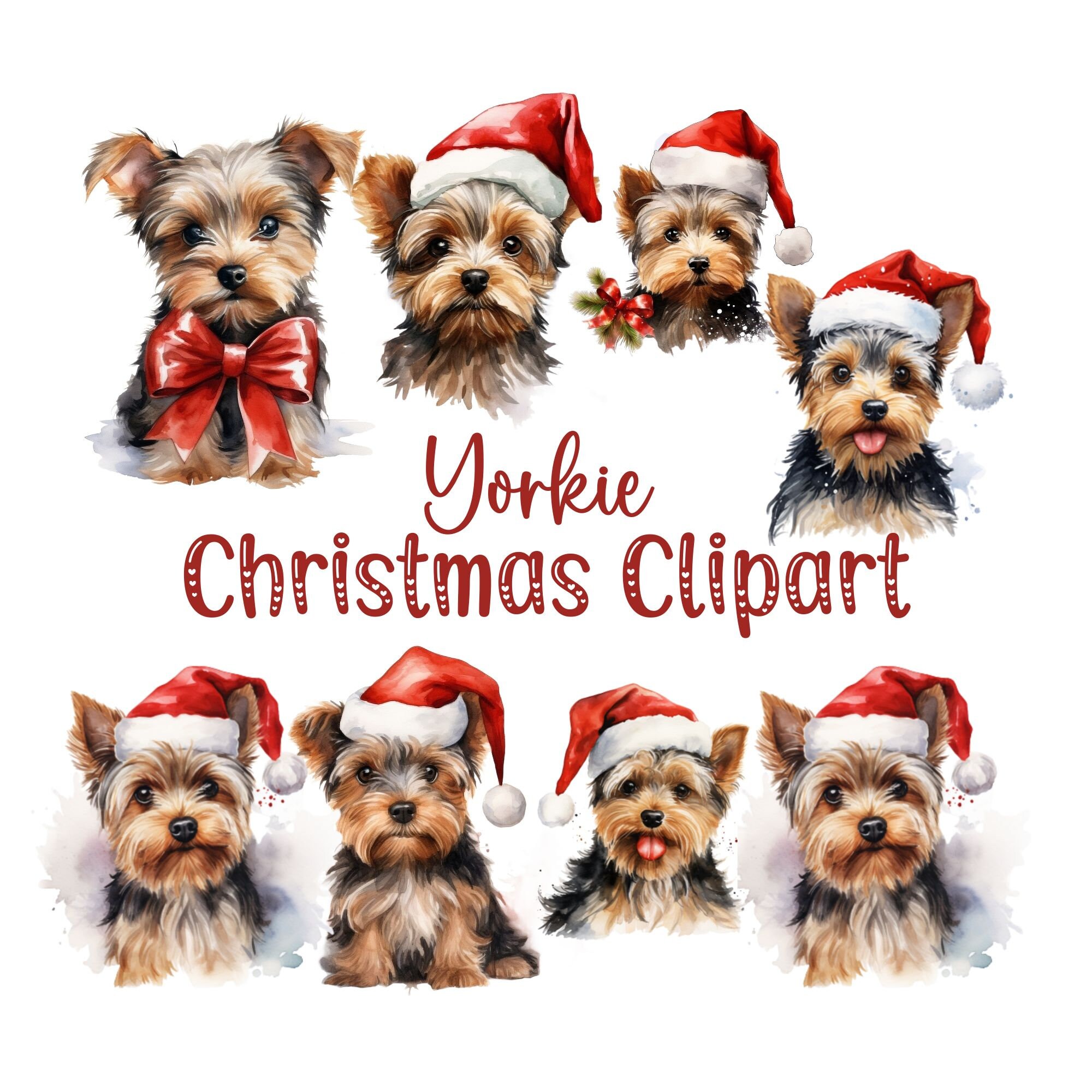 Christmas Yorkie Clipart Bundle/instant Download 6 PNG Files/christmas ...