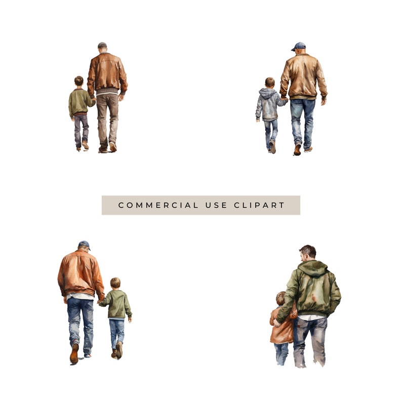 Watercolor Father and Son Clipart Pack 1/24 Father and Son Graphics/dad ...