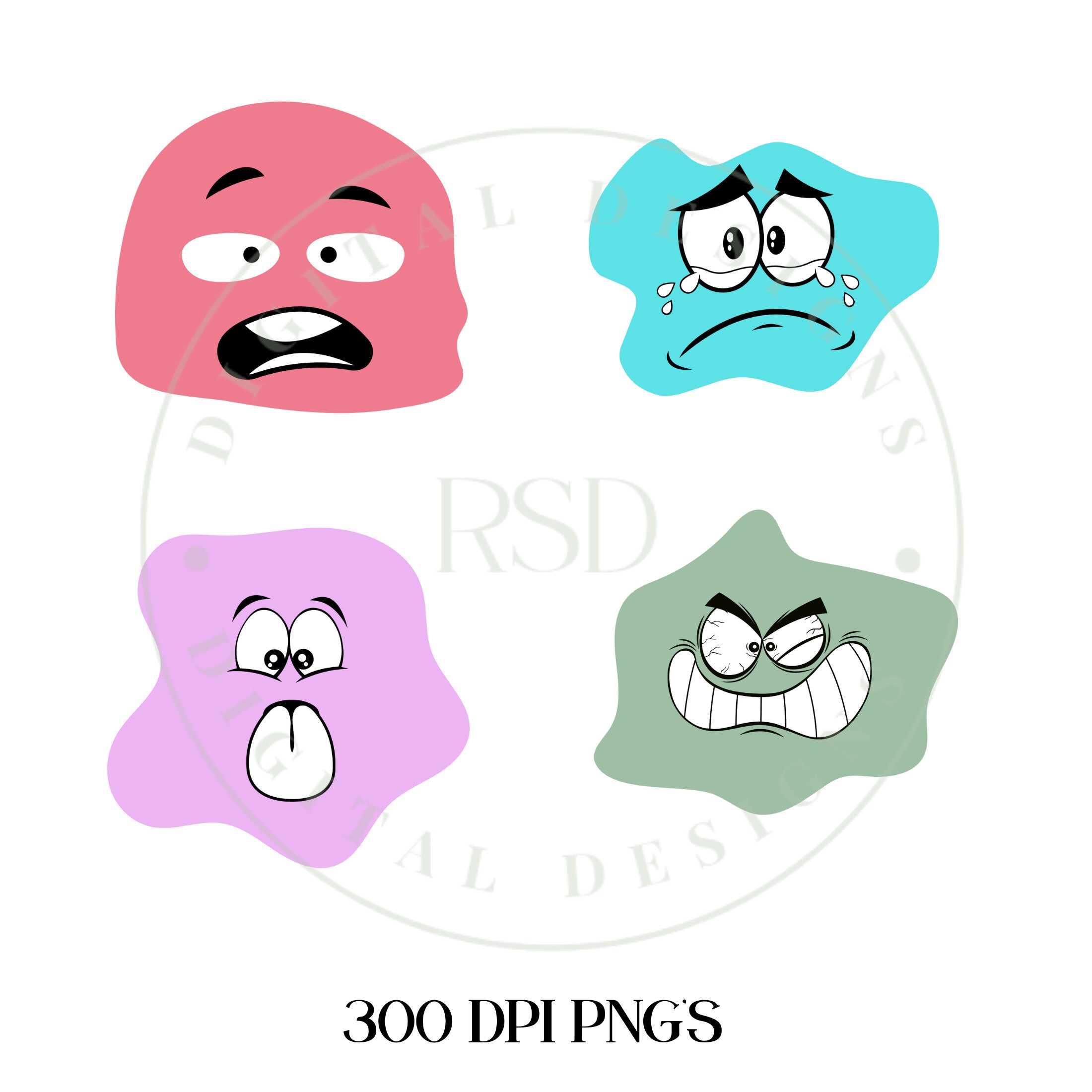 Cartoon Funny Face Clipart/paint Splat Face Graphics/blob Funny Face ...