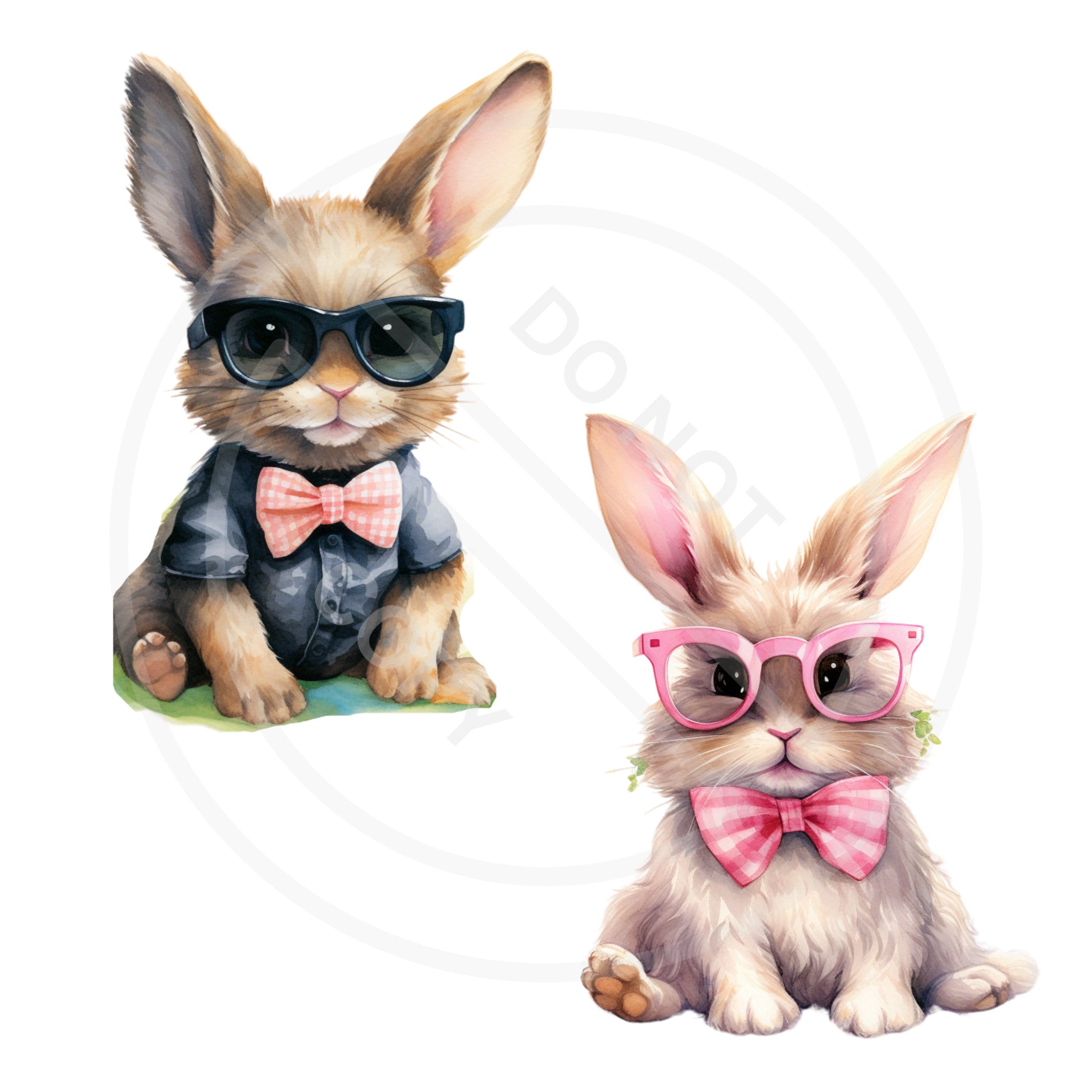 Bunnies With Glasses Clipart Bundle/14 Rabbits With Sunglasses Png's ...