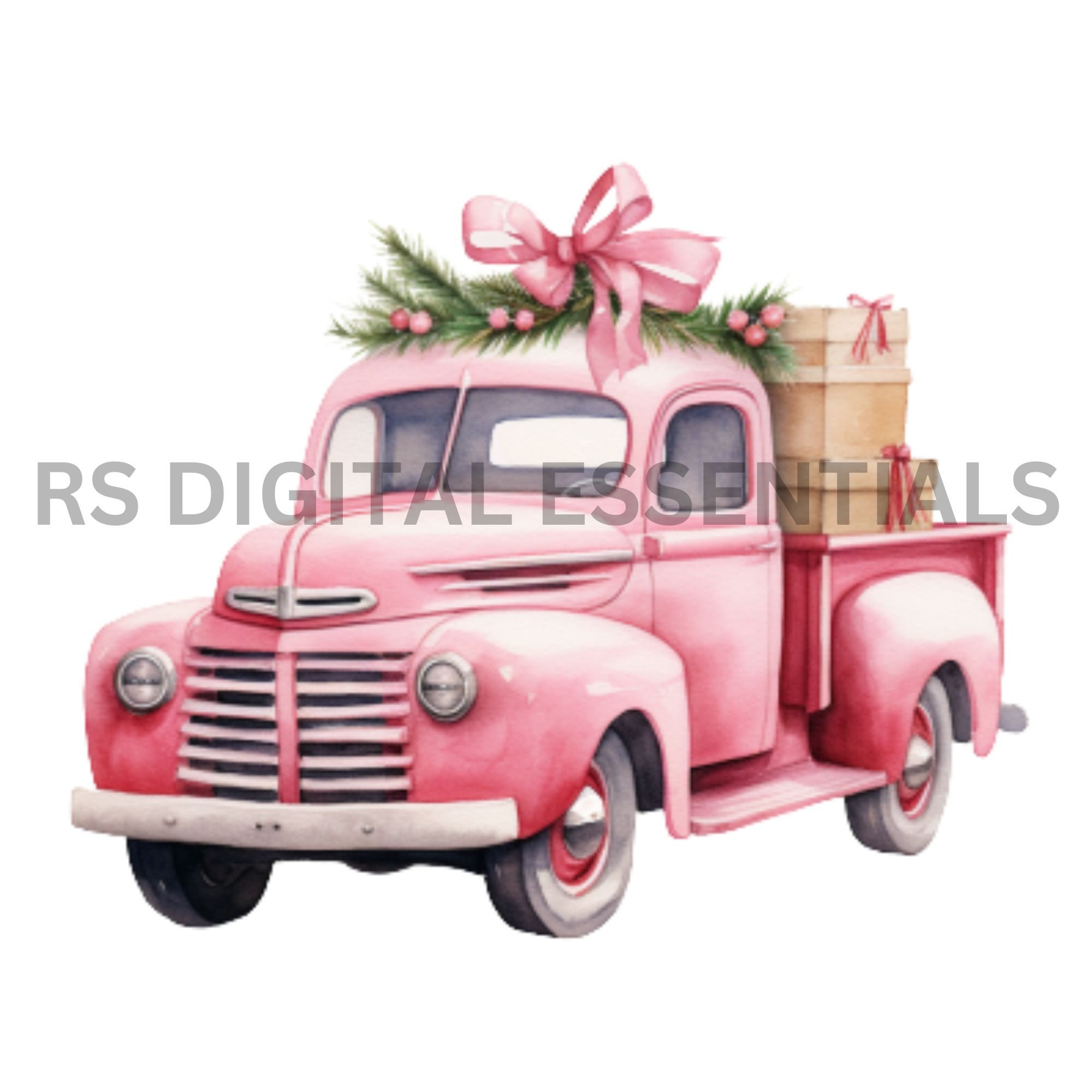 Pink Christmas Truck Clipart Bundle/instant Download 4 PNG Files/pink ...