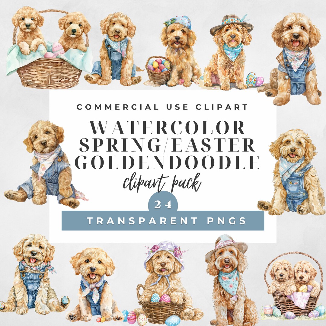 Spring Goldendoodle Clipart Bundle/instant Download 24 Png's/dog ...