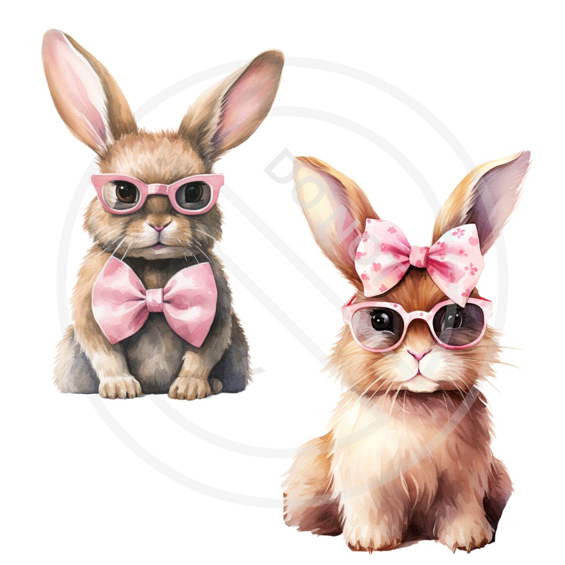 Bunnies With Glasses Clipart Bundle/14 Rabbits With Sunglasses Png's ...
